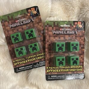 mojang | Other | New Minecraft Creeper Green Pencil Topper Erasers Set ...